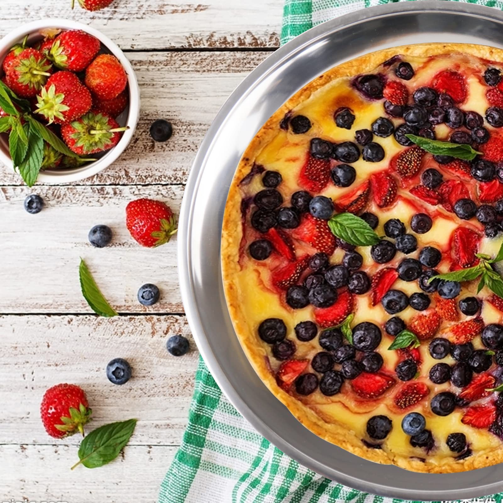 BEENIFIC Deep Dish Pizza Pan,Stainless Steel Pizza Tray Pizza Pan for Oven10-12-14-16Inch (14x1.8inch)