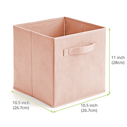 EZOWare Set of 12 Foldable Basket Bin Collapsible Storage Cube for Nursery, Kids Toys Organizer, Shelf Cabinet - (Pale Dogwood + Purple)