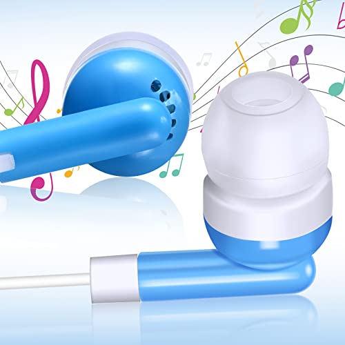 Konohan 60 Packs Earbuds Bulk Kids Headphones Earphones 6 Colors Ear Buds Bulk with Wire Individually Bagged for Students for Classroom School Library