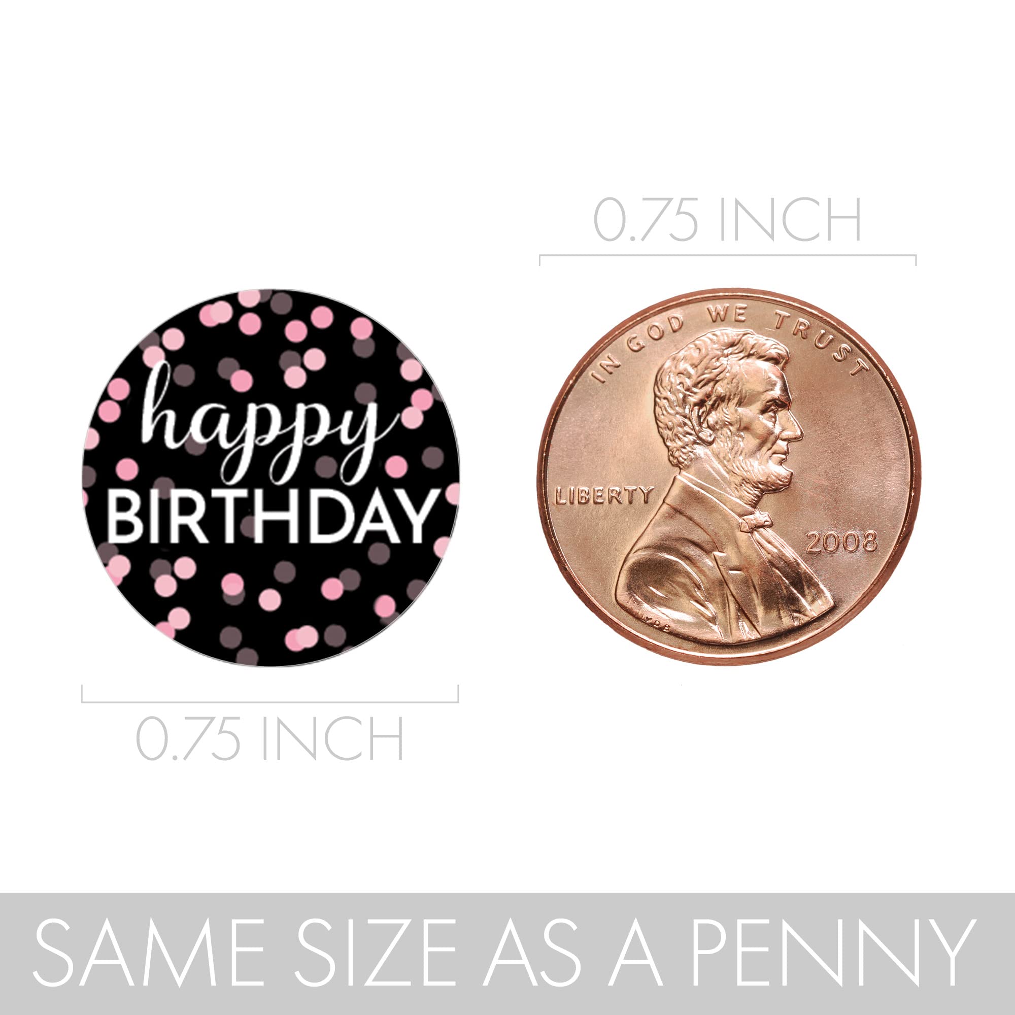 Pink, Black, and White 50th Birthday Party Favor Chocolate Kisses Candy Stickers - 180 Count