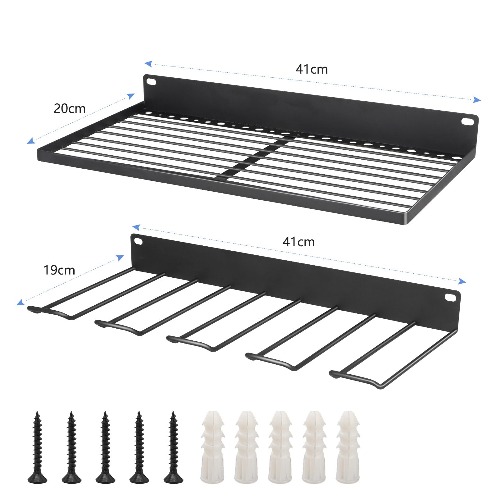 Lahien Drill Holder Wall Mount 2 tiers-Power Tool Organizer- Heavy Duty Tool Shelf-Floating Tool Shelf Wall Mounted Tool Storage Rack for 4 Drill Holders