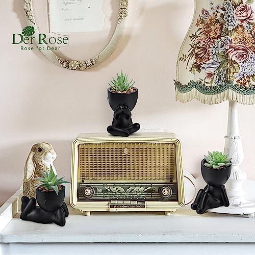 Der Rose 3pcs Fake Succulents Plants Artificial for Bathroom Bedroom Home Room Decor Aesthetic Indoor