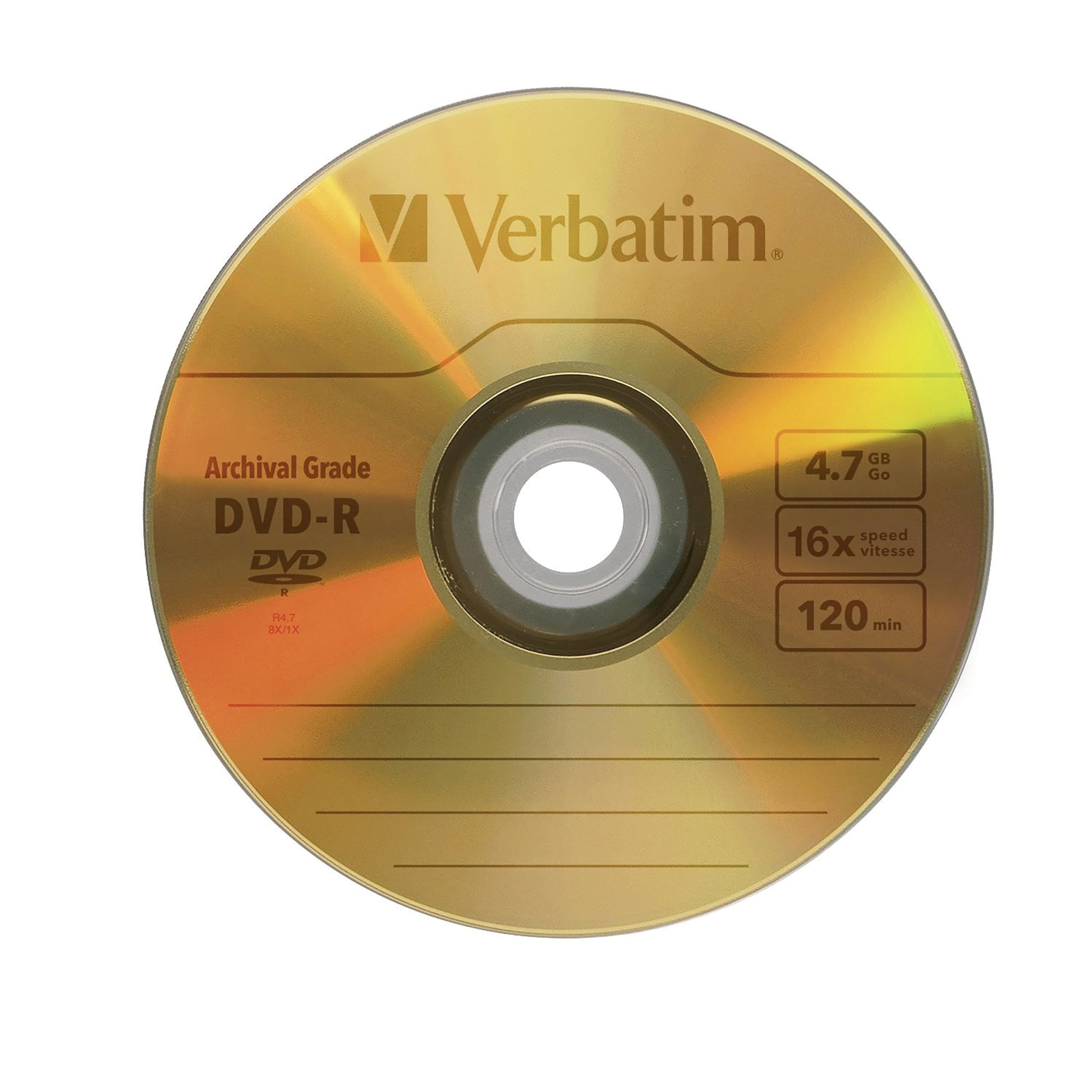 Verbatim DVD-R 4.7GB 16X UltraLife Gold Archival Grade - Branded Surface and Hard Coat - 5pk Jewel Case