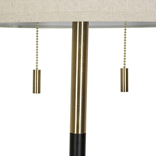 Catalina 23209-000 Transitional 2-Light Dual Pull Chain Floor Lamp, 56.5", Black & Antique Brass