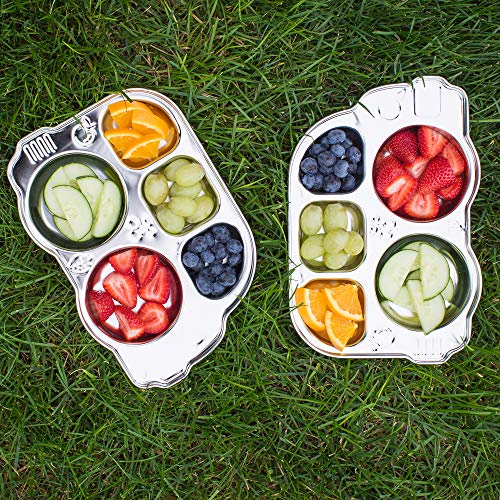 Innobaby Stainless Bus Plate, The Original, Rust Free, Safe Divided Platter, Mom Invented Fun Shape Plate Din Din SMART for Babies, Toddlers and Kids, BPA Free Plate