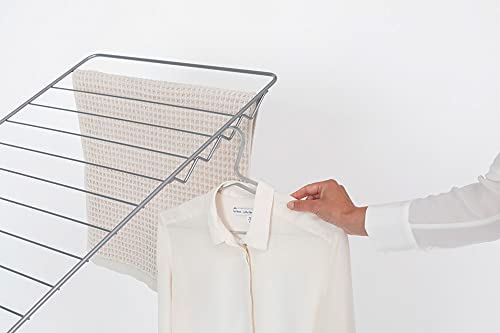 Brabantia HangOn Laundry Drying Rack with Garment Rail (82ft / Metallic Gray) Compact, Foldaway, Adjustable Indoor Stainless Steel Clothes Horse