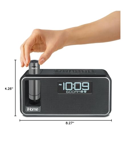 iHome iKN105BC Dual Charging Bluetooth Stereo Alarm Clock Radio/Speakerphone with NFC, Removable Power