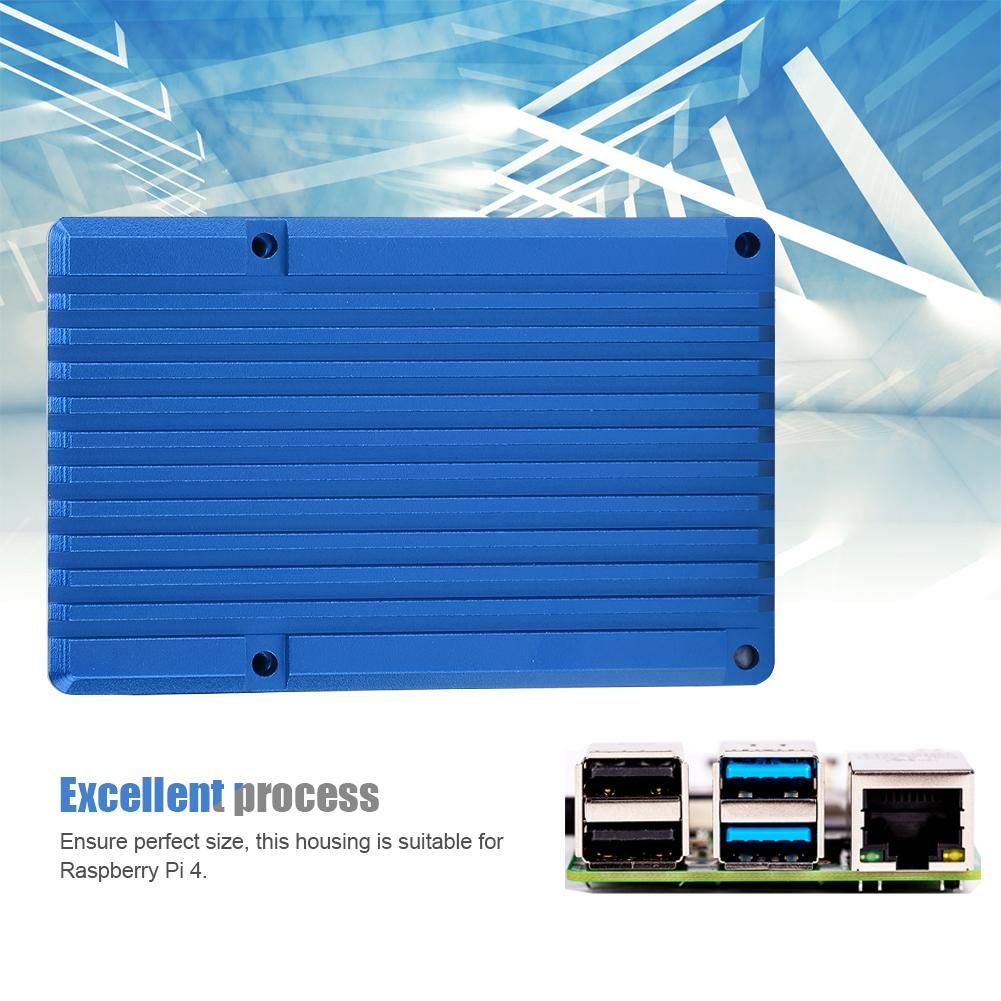 ASHATA Case for Raspberry Pi, Aluminum Alloy Housing with External Slot Built-in Hot Column Enclosure Technology Design Case for Raspberry Pi 4(Blue)