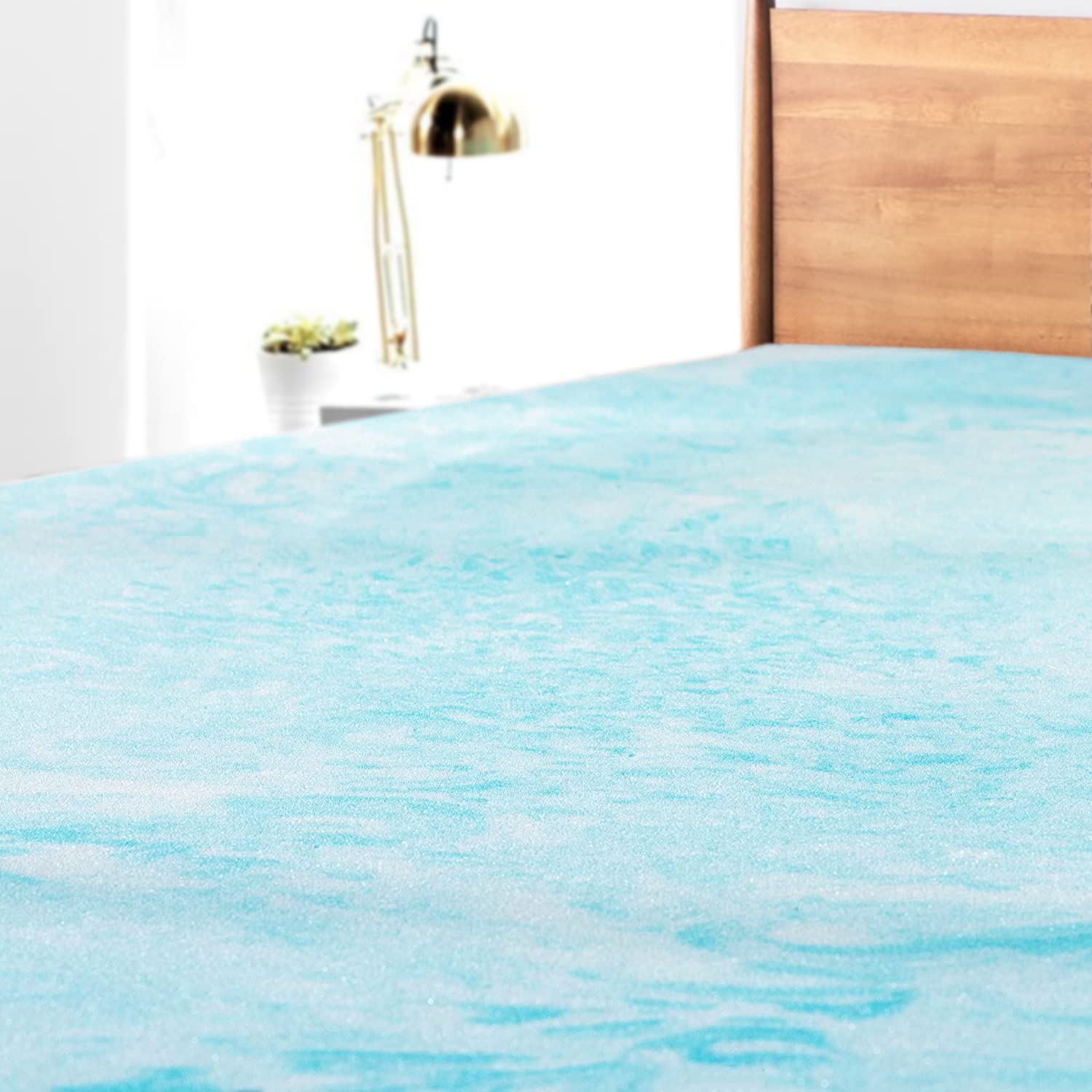Irvine Home Collection King Size 3'' Swirl Cooling Gel Infused Memory Foam Mattress Topper, CertiPUR-US, Breathable, Plush, Pressure Relief, Blue, MTKing