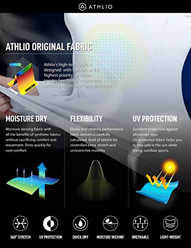 ATHLIO Women's Sports Compression Shirt, Cool Dry Fit Long Sleeve Workout Tops, Athletic Exercise Gym Yoga Shirts, 2pack White/Navy, Medium
