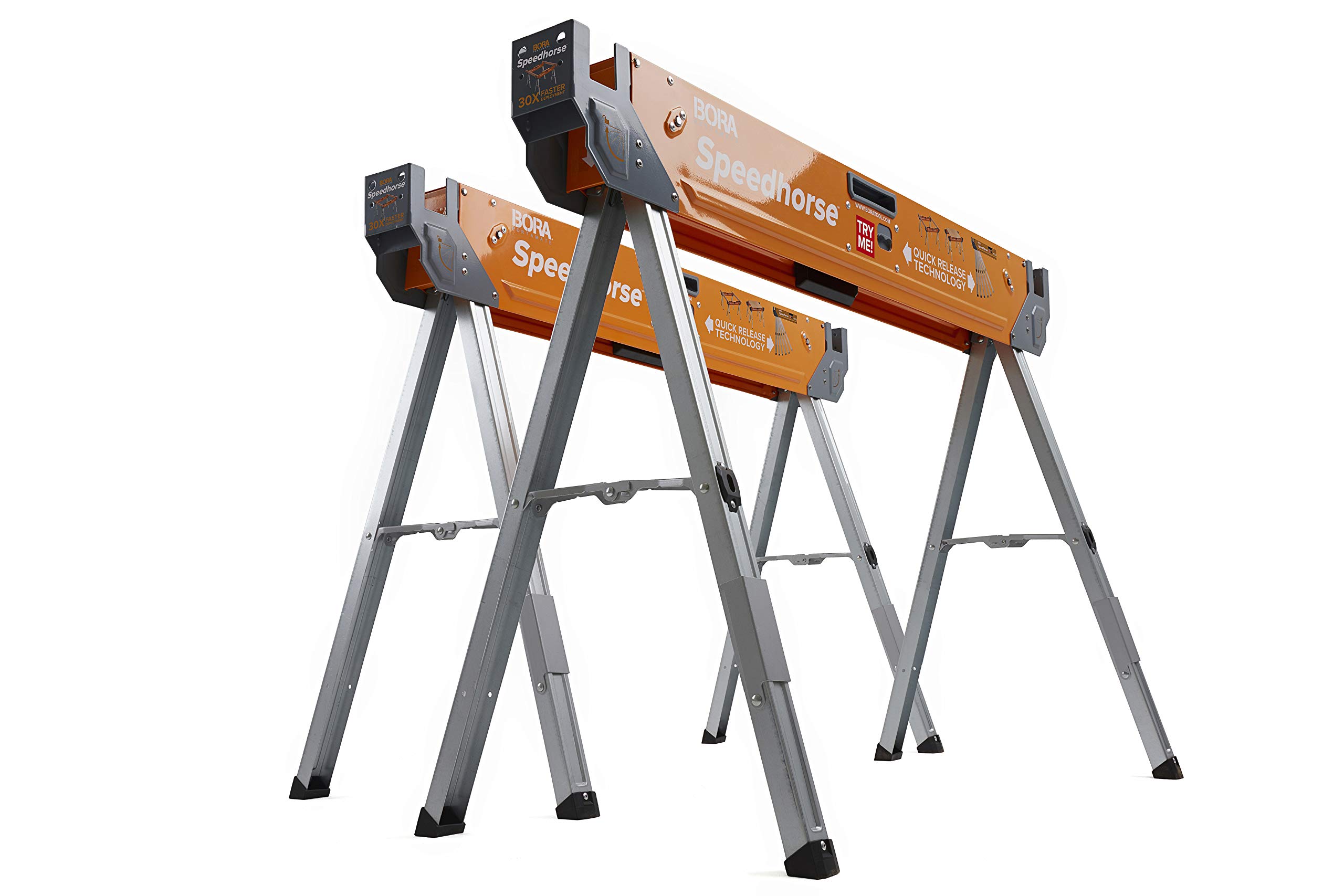 Bora Portamate Speedhorse Sawhorse Pair and BORA Track Clamps | Saw Guide Accessory Bundle for Woodworking