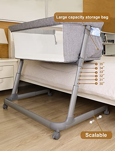 Pamo Babe Baby Bedside Bassinet Crib - Adjustable Portable Bedside Sleeper for Infant | Newborn Baby Boy & Girl