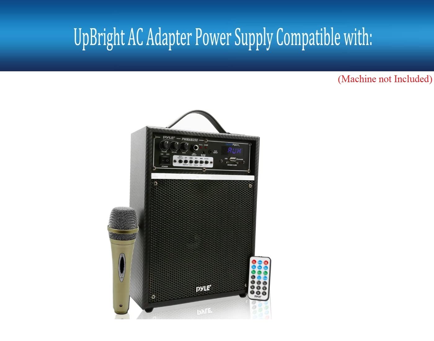 UpBright 9V AC Adapter Compatible with Pyle PWMAB2 PWMAB250 Boom Rock BoomRock Bluetooth Portable PA Speaker Karaoke System PWMAB250BK PYLPWMAB250BK PWMAB250RD DC 9 V 1.5A Power Supply Battery Charger
