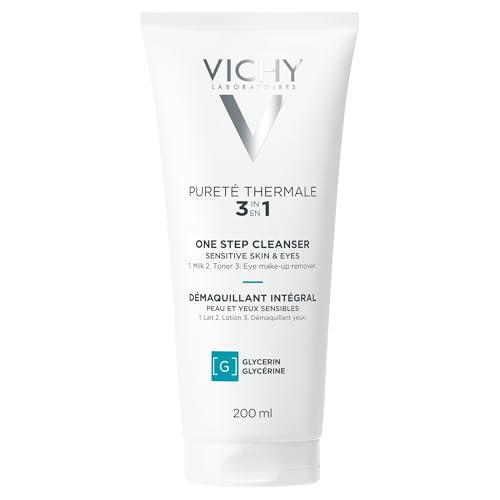 Vichy Pureté Thermale One Step Cleanser | Face Wash + Toner + Makeup Remover | No Rinse Required | Gentle Eye Makeup Remover | Suitable For Sensitive Skin & Contact Lenses | Non-Oily | Alcohol Free