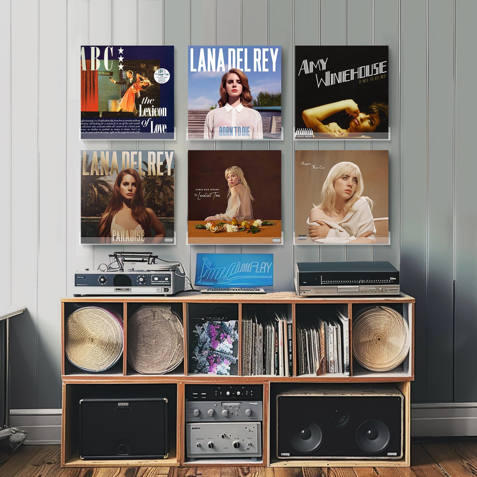 QPEY Vinyl Record Shelf Wall Mount, 8 Pcs 12 inch Acrylic Album Record Holder Nursery Book Shelves for Wall Acrylic Vinyl Wall Mount Vinyl Record Storage (8 pcs 12 inch)