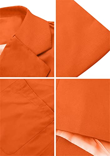 EFOFEI Women Long Sleeve Classic Work Office Cardigan Open Front Blazer with Pockets Plus Size Orange 4XL