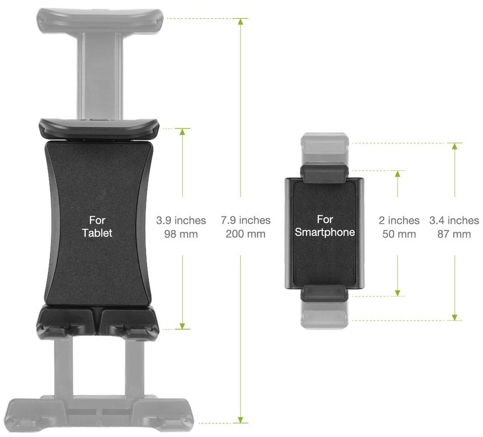 iKross Cup Mount Holder 2-in-1 Tablet and Smartphone Adjustable Swing Cradle with Extended Cup Car Mount Holder Kit for Apple iPad iPhone Samsung Asus Tablet Smartphone - Black
