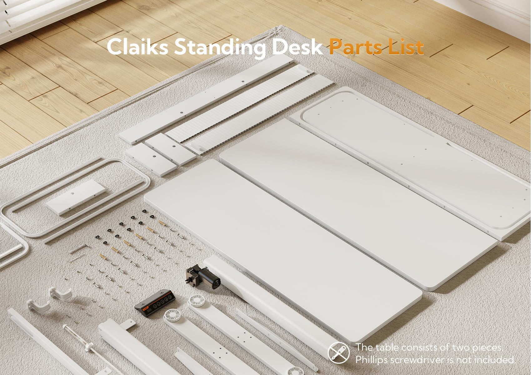 Claiks Standing Desk with Roller Shutter Door, Electric Standing Desk Adjustable Height, Adjustable Standing Desk with Storage Shelves, 48 Inch White