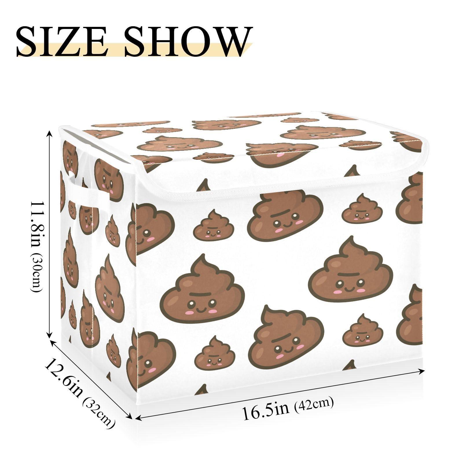 DIGTIA Cute Poop Storage Bins with Lids Funny Foldable Storage Basket with Handles Collapsible Large Fabric Organizer Containers for Clothes Shelves Closet Office Home Bedroom