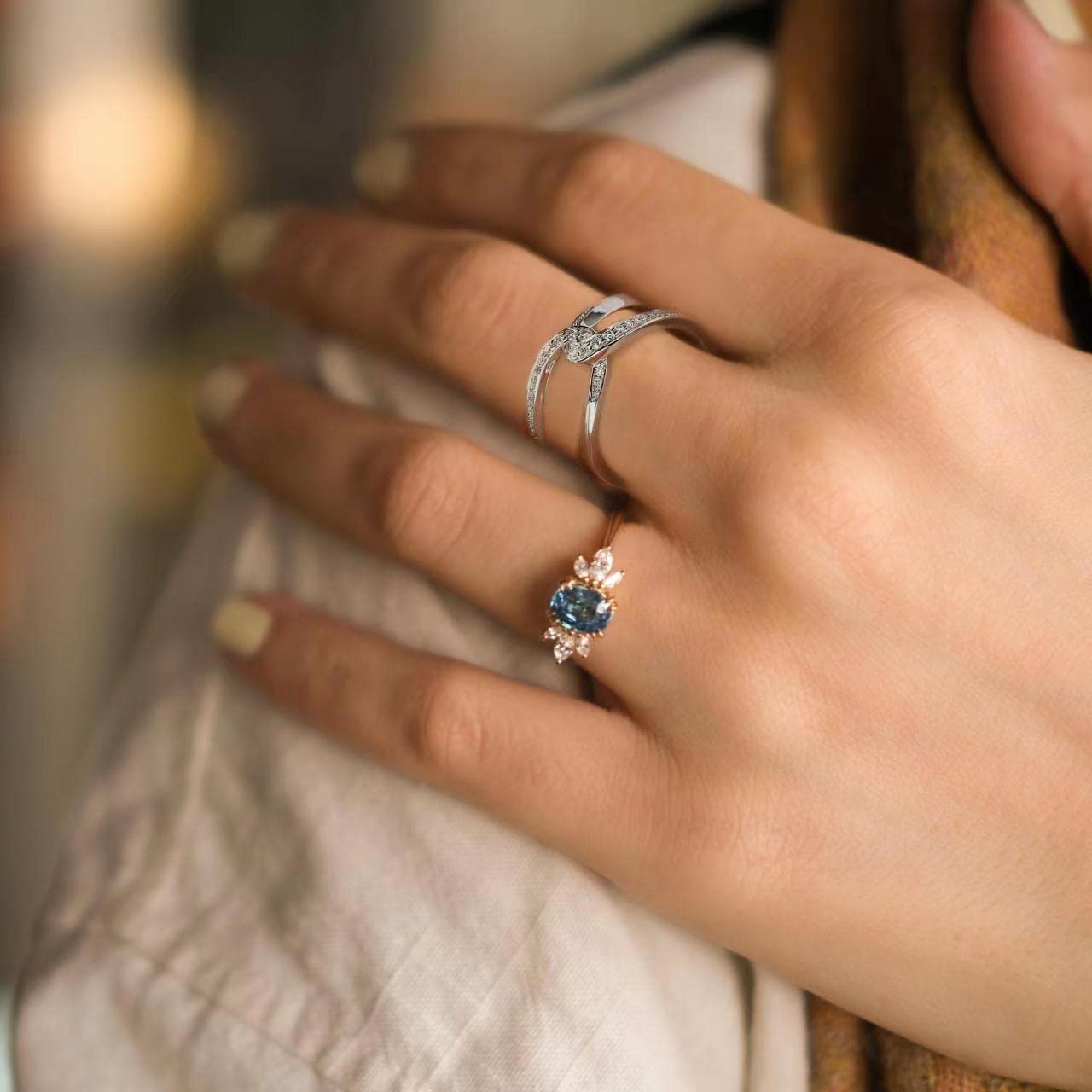 Atiptu Mother Daughter Rings Special Bond Rectangle Interlocking Ring (7)