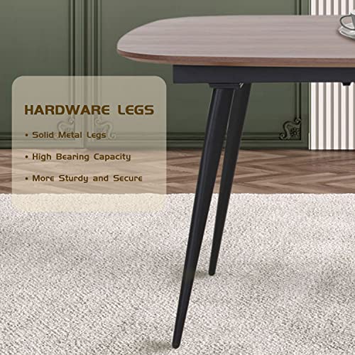 EASYTOUR Extendable Dining Table, 8-Person Mid Century Kitchen Table, Wooden Oval Extension Dinner Table with Sturdy Metal Frame, Space Saving, Easy Assembly, 90โx41โx29.3โ (Brown)