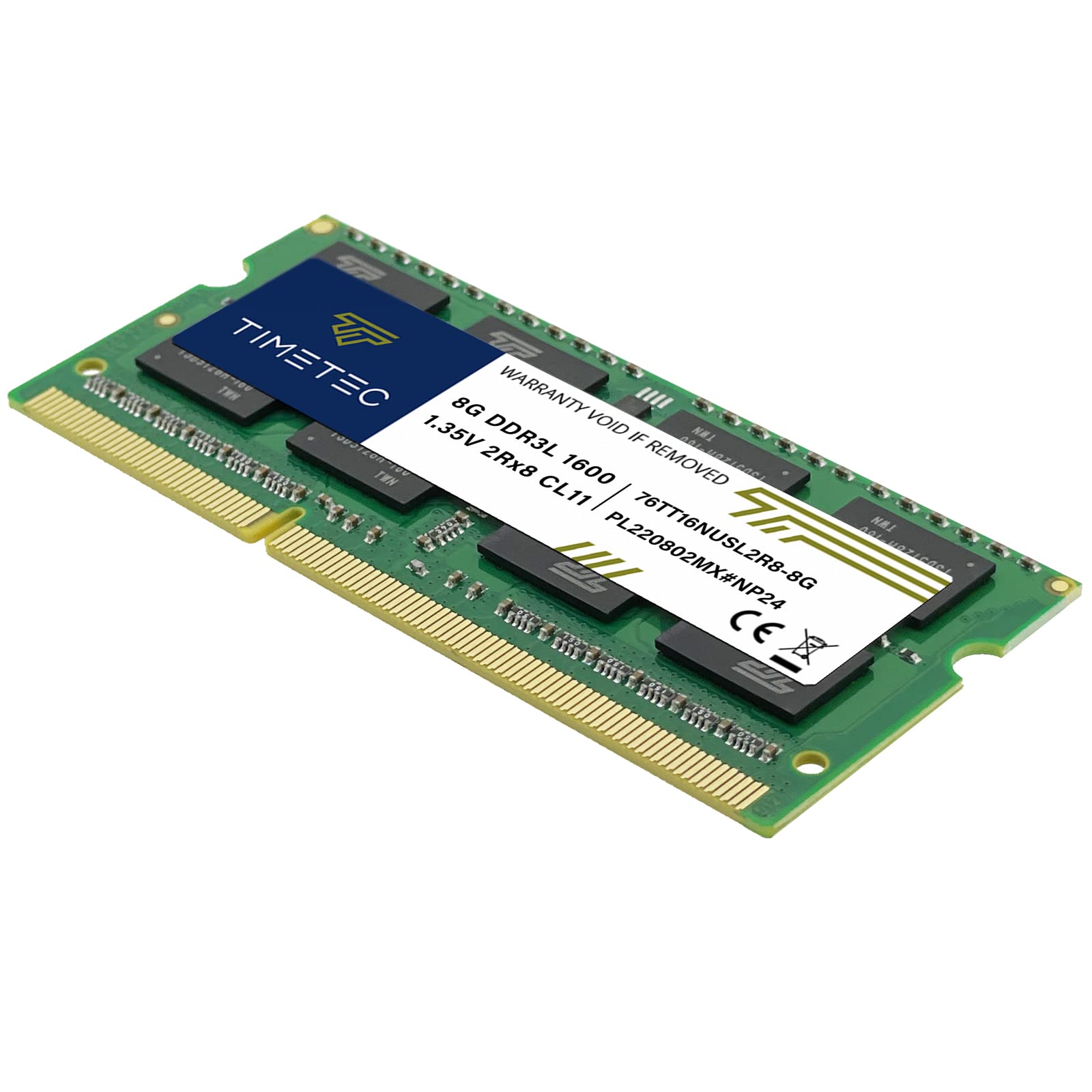 Timetec 8GB DDR3L / DDR3 1600MHz (DDR3L-1600) PC3L-12800 / PC3-12800(PC3L-12800S) Non-ECC Unbuffered 1.35V/1.5V CL11 2Rx8 Dual Rank 204 Pin SODIMM Laptop Notebook PC Computer Memory RAM Module Upgrade