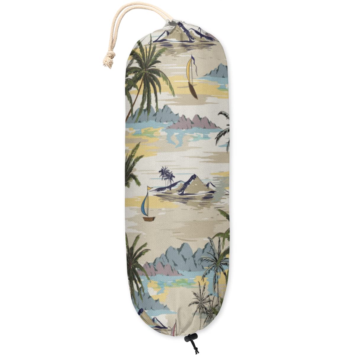 Beach Palm Tree Plastic Bag Holders for Grocery Bags Wall Mount Plastic Bag Organizer Shopping Bags Carrie Home Kitchen Wall Cabinet Decor