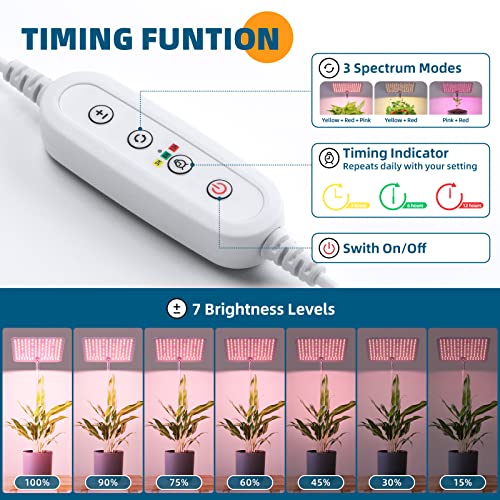 Barrina Plant Grow Light, 182 LEDs Full Spectrum Grow Lights for Indoor Plants, Height Adjustable Growing Lamp Fixture with Automatic Timer 3/6/12H, 7 Dimmable Levels, 3 Color Mode for Large Plants