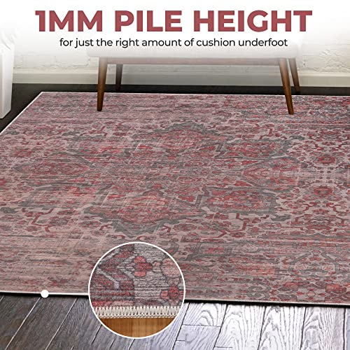 BNM Indoor Area Rug, Non-Slip Backing for Kids or Pets, Entryway, Living Room, Kitchen, Dorm, Bedroom, Hallway, Machine Washable Rugs, Floor Cover, Bohemian Rustic Home Decor, 6' x 9', Teal