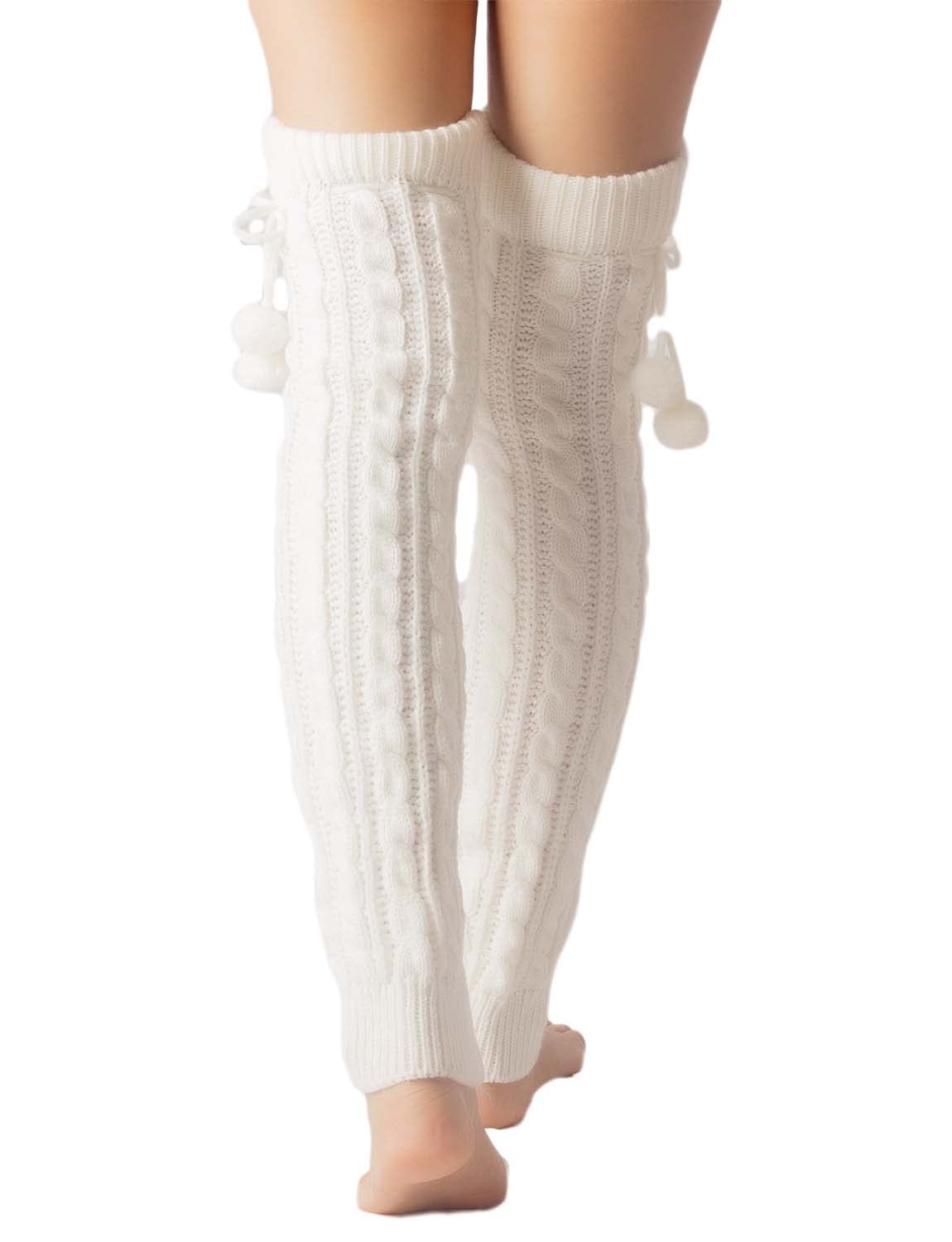 iB-iP Women's Leg Warmer Ballet Dancers Aerobics Cute Knee High Thermal Costume, Size: One Size, White