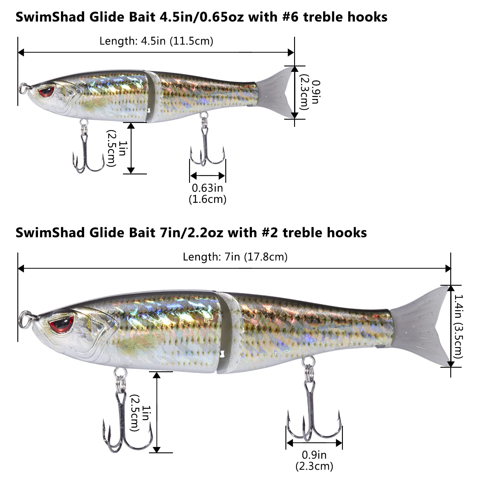Bassdash SwimShad Glide Baits Jointed Swimbait Bass Pike Salmon Trout Muskie Fishing Lure