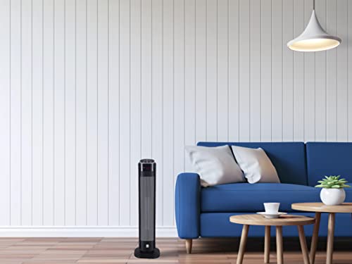 WarmWave Deluxe Digital 30" Ceramic Oscillating Tower Space Heater with Remote Control, Black