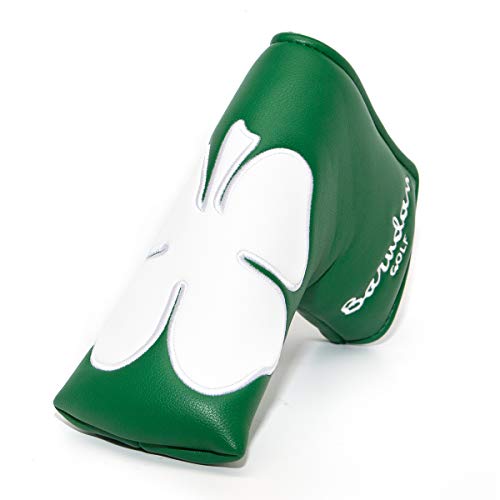 Barudan Golf Blade Putter Head Cover, 4 Leaf Clover Lucky Golf Putter Headcover Magnetic - Club Protective Case fits for Scotty Cameron, Odyssey, Ping - PU Leather Golf Headcovers