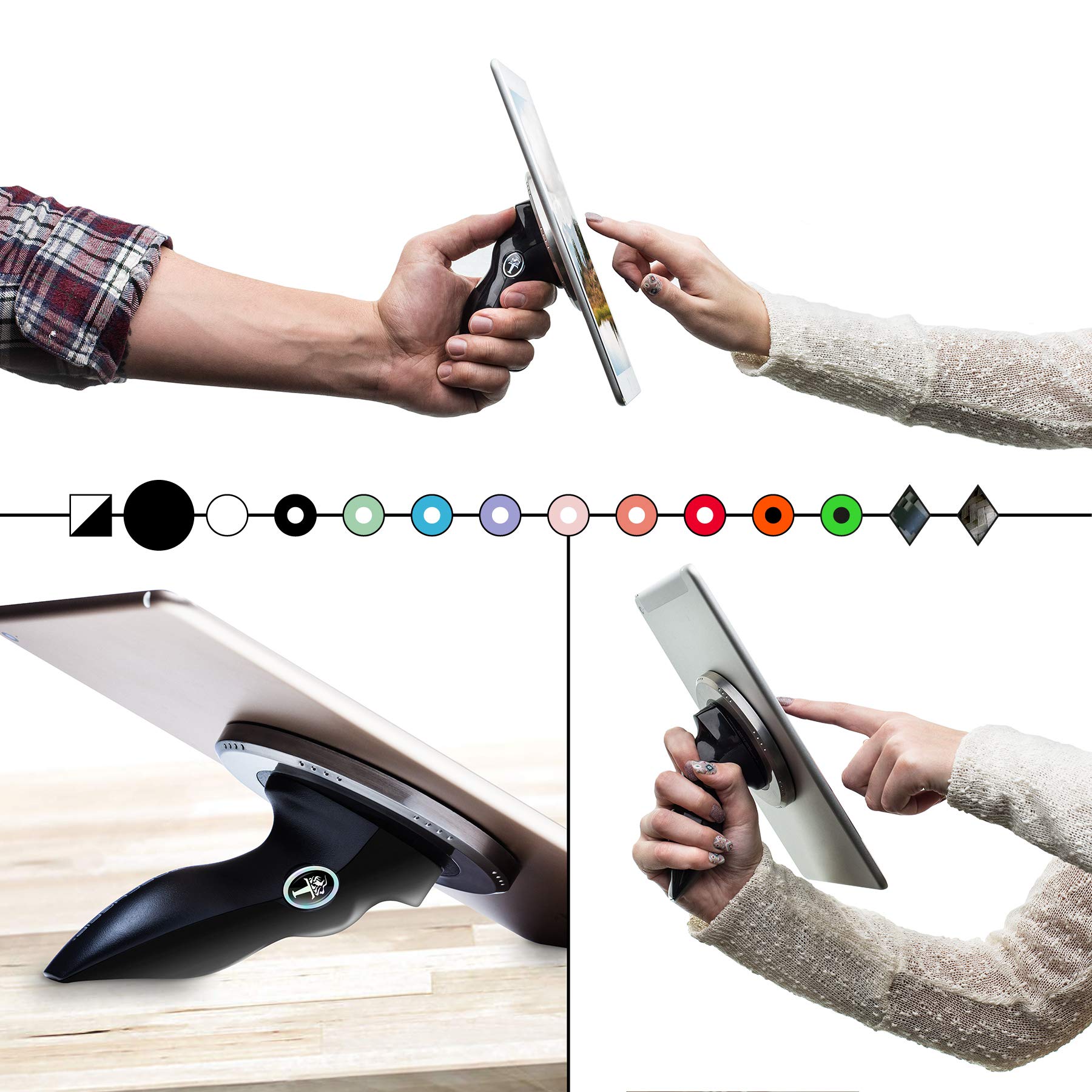TORCHGRIP Universal Tablet Stand and Tablet Handle Compatible with iPad, Samsung and Most Other Tablets (Black/Black)