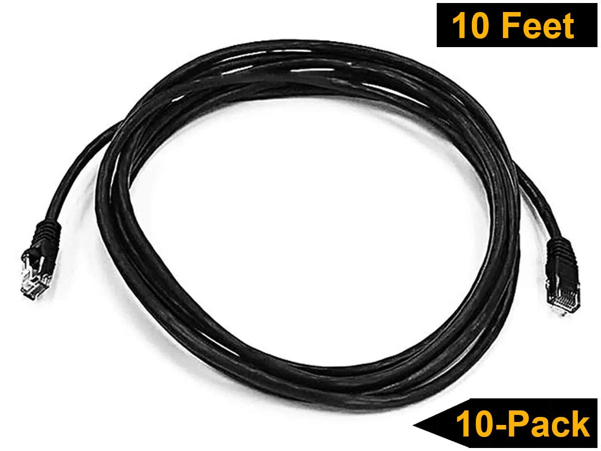 iMBAPrice 15' Cat5e Network Ethernet Patch Cable, 10 Pack, Black (IMBA-CAT5-15BK-10PK)