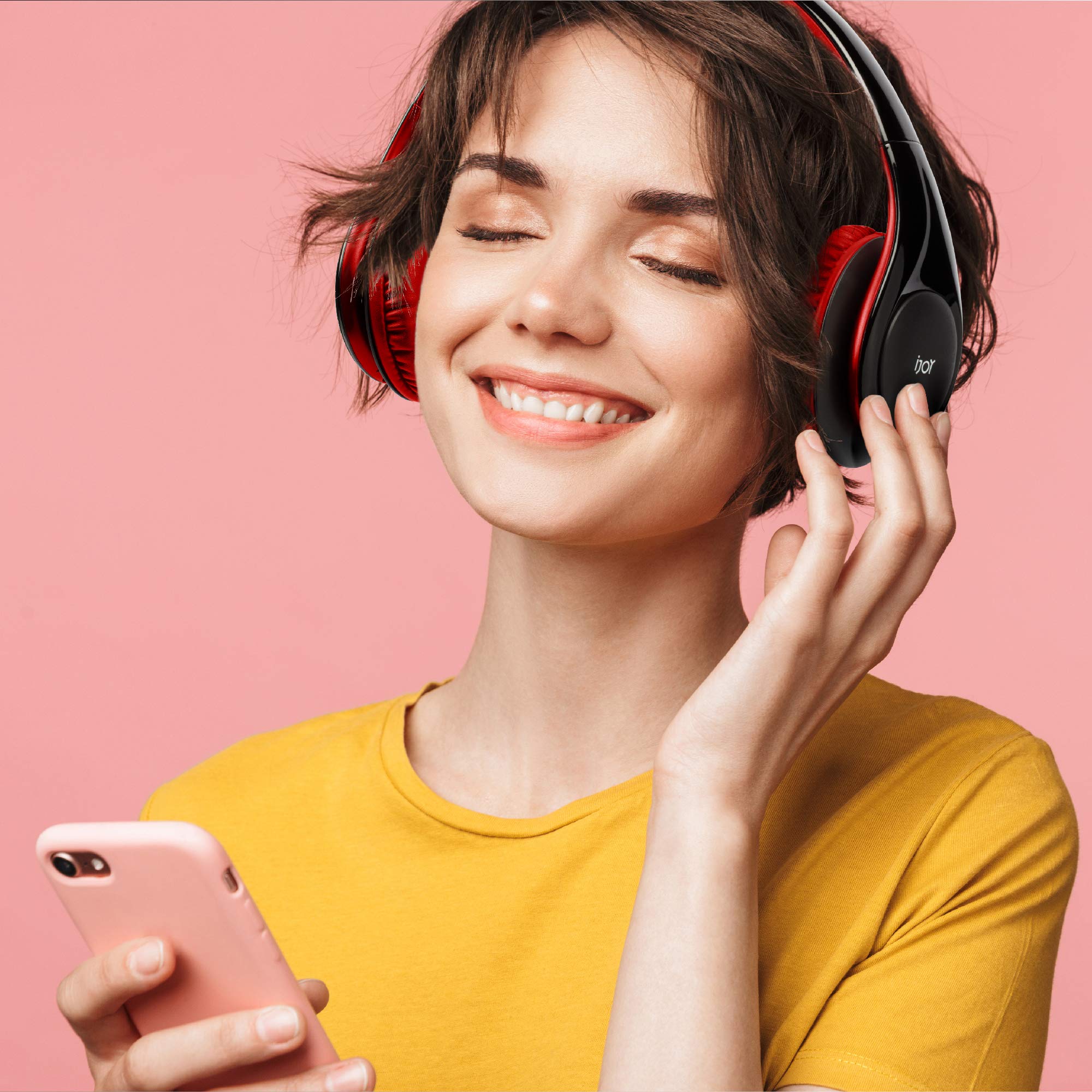 iJoy ISO Wireless, Bluetooth Headphones-Cordless Over Ear Stereo Headset- Bluetooth 5.0, 30HR Battery Built-in Microphone- Handsfree or Wired Use, Foldable (Glossy Green)