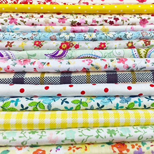 flic-flac 50pcs 10 x 10 inches (25cmx25cm) Cotton Fabric Squares Quilting Sewing Floral Precut Fabric Square Sheets for Craft Patchwork (50pcs 25cm*25cm)