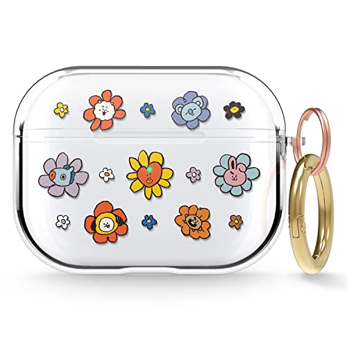 elago l BT21 Flower Clear Case Compatible with Apple AirPods Pro, Durable TPU Material, Reduced Yellowing, Clear Protection, Supports Wireless Charging [Official Merchandise] (Flower Garden)
