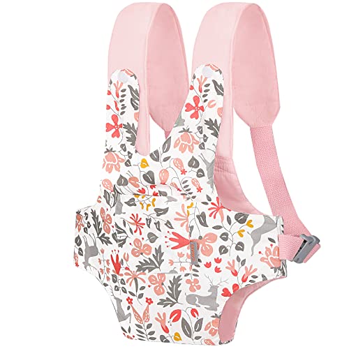 GAGAKU Toy Baby Carrier for Dolls Doll Accessory Stuffed Animal Carrier for Kids with Adjustable Straps - Pink Deer