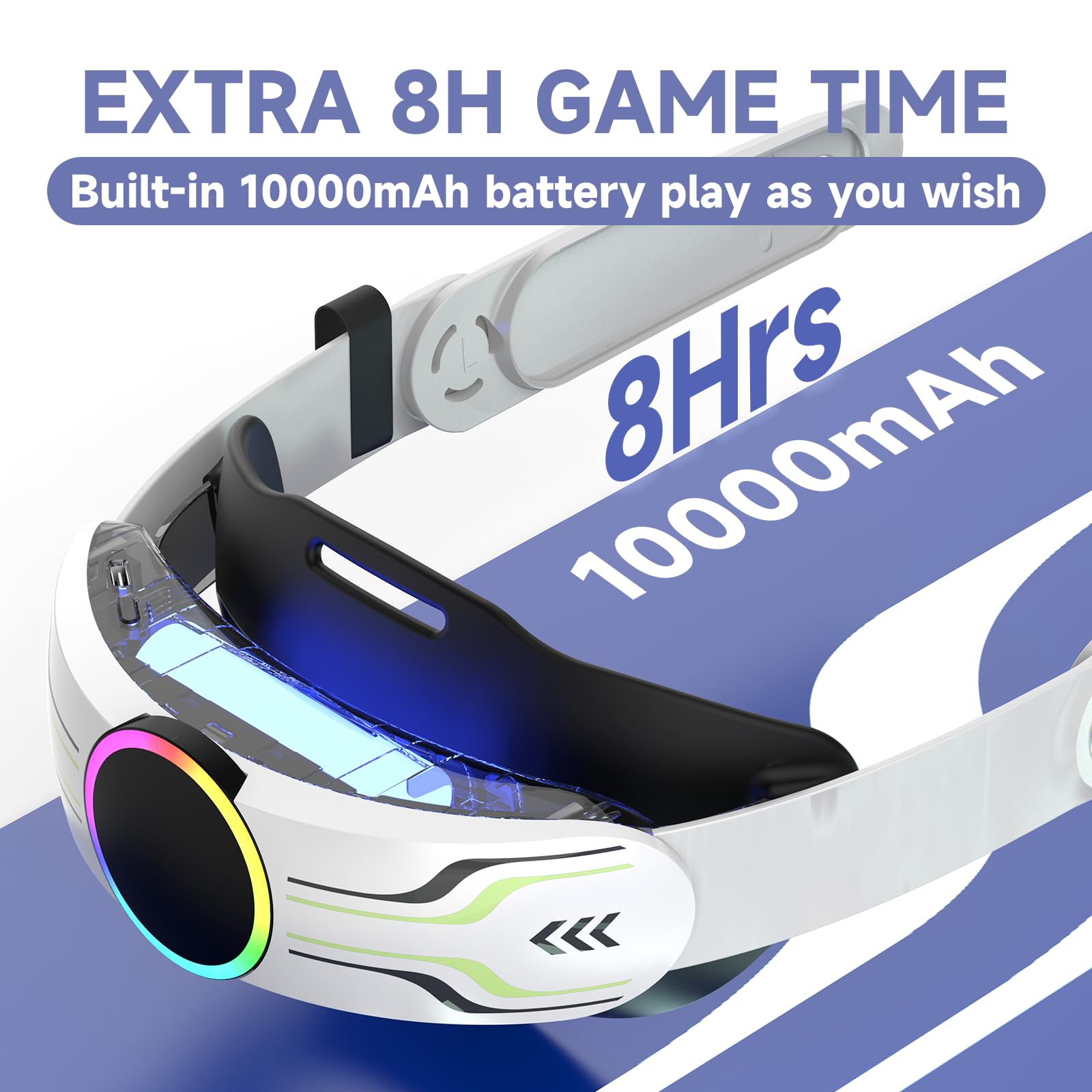 Bioherm Head Strap Compatible for Oculus/Meta Quest 2, Adjustable Headstrap to Enhanced Comfort for VR Headset, VR Accessories Reduce Face and Head Pressure