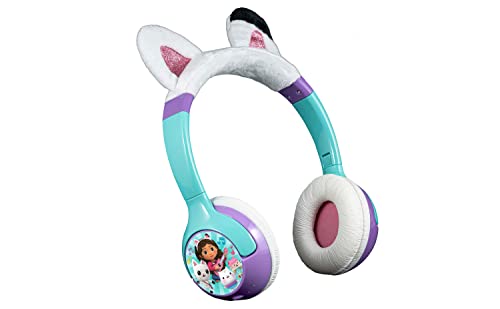 eKids Gabbys Dollhouse Kids Bluetooth Headphones, Wireless Headphones with Microphone Includes Aux Cord, Volume Reduced Kids Foldable Headphones for School, Home, or Travel