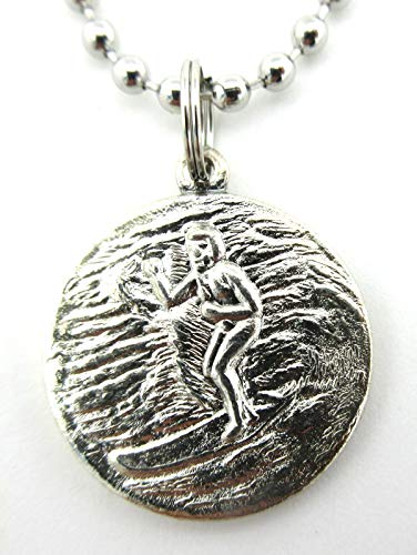 Baja Billy's St. Christopher Surf Medal Necklace Pendant, Protector of Travel re/wh Red/White Small