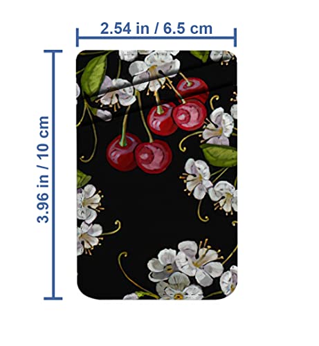 Diascia Pack of 2 - Cellphone Stick on Leather Cardholder ( Embroidery Cherry Blossom Tree Fruit Pattern Pattern ) ID Credit Card Pouch Wallet Pocket Sleeve