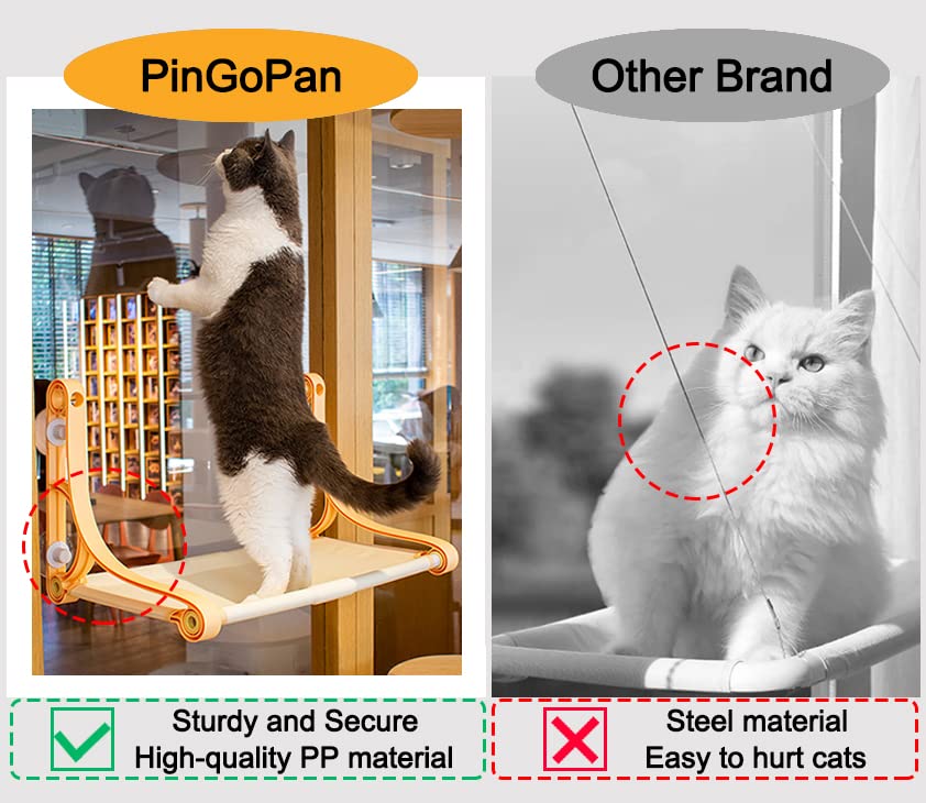 Cat Window Perch,Cat Hammock Window with Two Modes of Use and Easy to Install, Cat Window Bed with Powerful Suction Cups and Easy Cleaning, for Large Fat Cats or Two Cats ,Orange