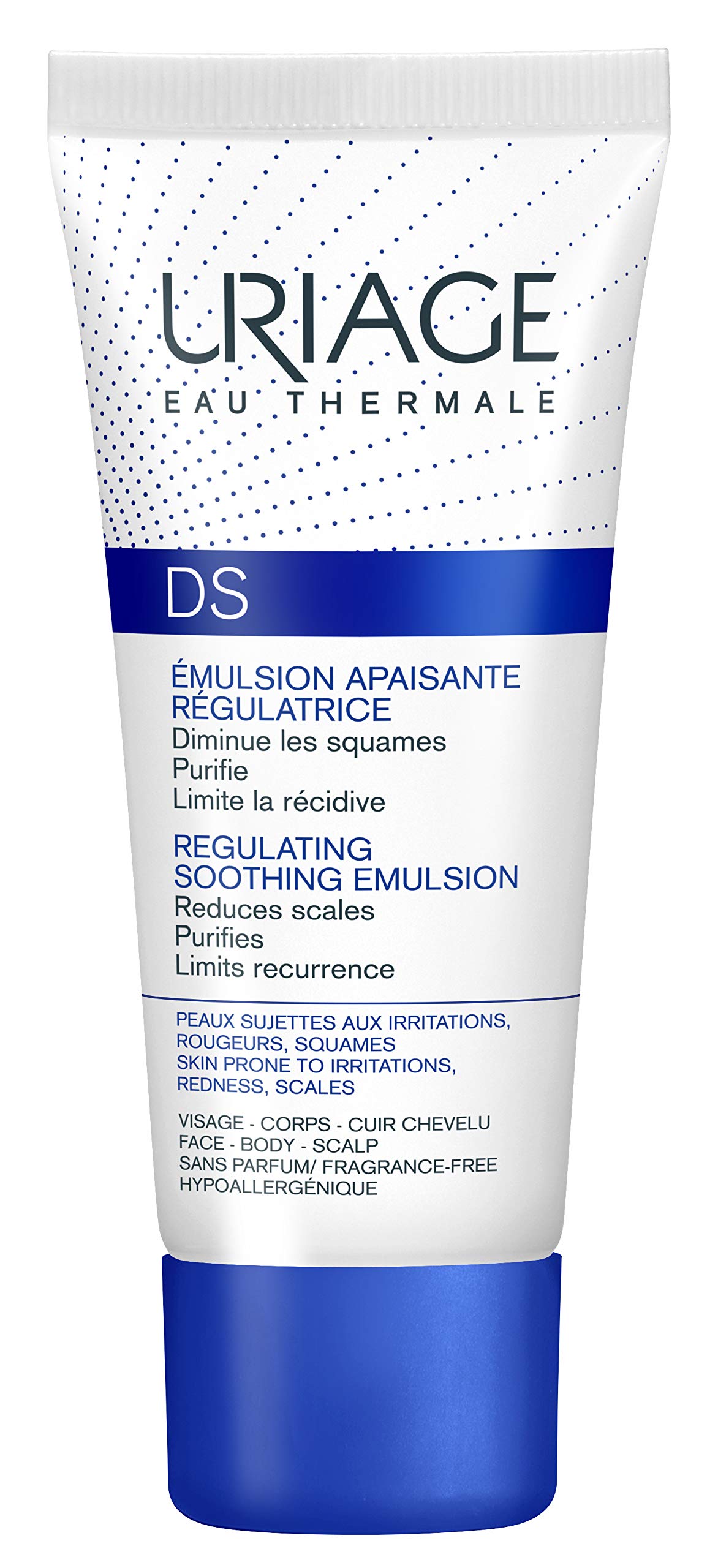URIAGE D.S. Regulating Soothing Emulsion 1.35 fl.oz. | Treatment with Restorative & Hydrating Properties for Face & Body | Reduces Scales and Soothes Skins Subjected to Irritations, Redness and Scales
