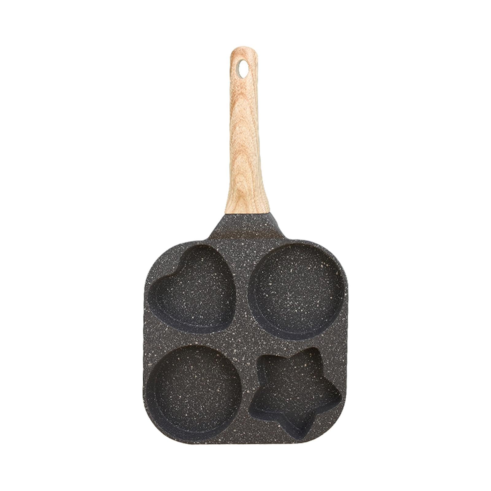 Divided Grill Frying Pan, Omelet Pan, 4 Holes Egg Steak Pot, Egg Cooker Pan, Pancake Pan for Breakfast, Vegetable, Burger, Black, 19x19x2cm
