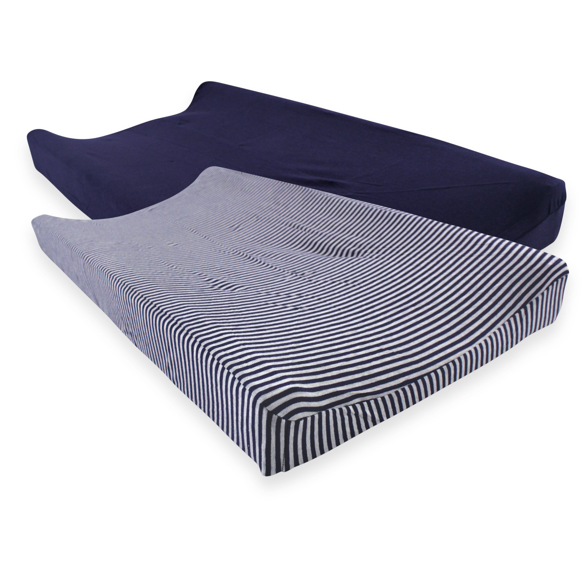 Touched by Nature Unisex Baby Organic Cotton Changing Pad Cover, Navy Heather Gray, One Size