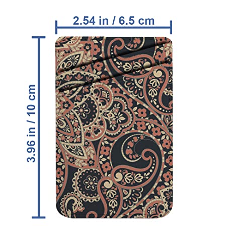 Diascia Pack of 2 - Cellphone Stick on Leather Cardholder ( Floral Ethnic Paisley Ornament Pattern Pattern ) ID Credit Card Pouch Wallet Pocket Sleeve