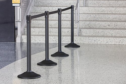 US Weight - U2000 Sentry Stanchion with 6.5 Foot Retractable Belt β Easy Connect Assembly (2-Pack), Black