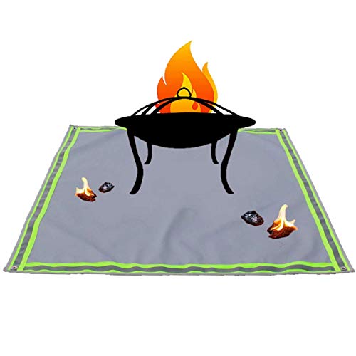 Bobocawa Fire Pit Mat for Deck - Fire Mat fpr Fire Pit Ember Mat for Under Fire Pit for Deck & Grass Outdoor Visible at Night 39 x 39 Inches Square Protector